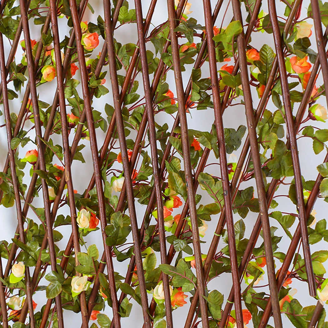 Artificial Flower Walls Expandable Garden Trellis With Rose Vine ...