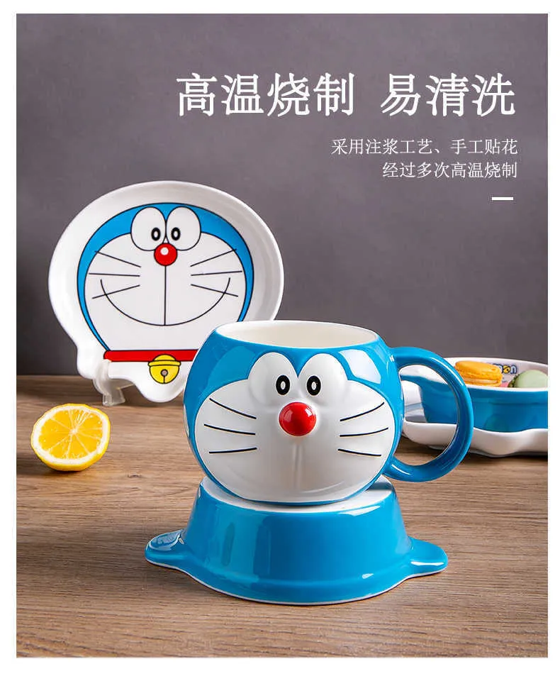 Doraemon Milk Glass Coffee Mugs Ceramic Cup For Morning Tea, Juice ...