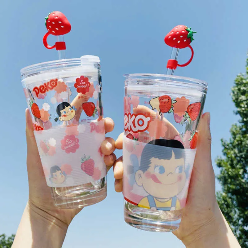 Japanese Snack Brand Cartoon Peko Milky Image Strawberry Milk Cup 400ml ...