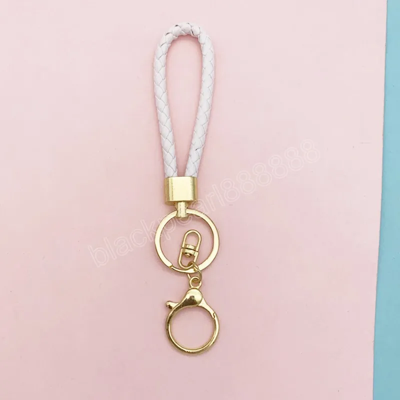 Handmade Braided Rope Keychain - Stylish Woven Leather Keyring, DIY Bag ...