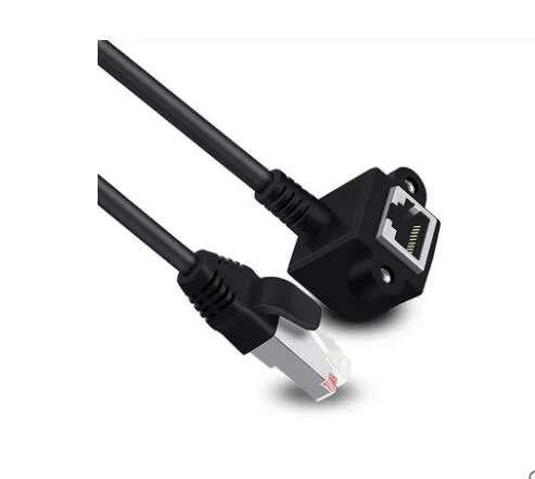 RJ45 Male To 90 Degree Angle Female M/F Screw Lock Panel Mount ...