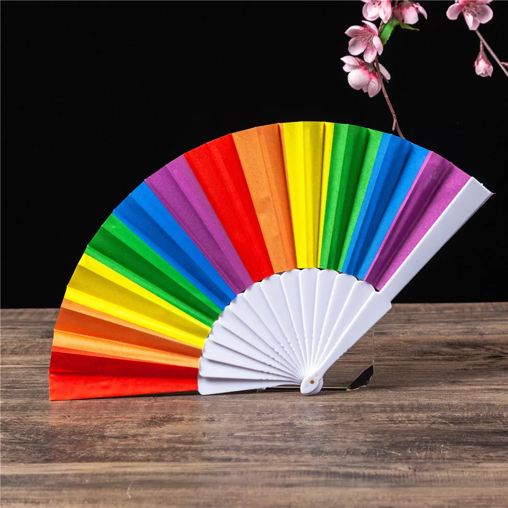 DHgate.com:Rainbow Hand Held Folding Fan Dance For Wedding Themed ...