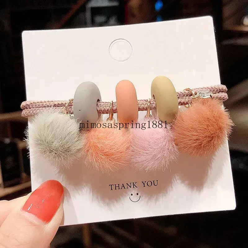 DHgate.com:Colorful Plush Ball Hair Ties, Elastic Rubber Bands with ...
