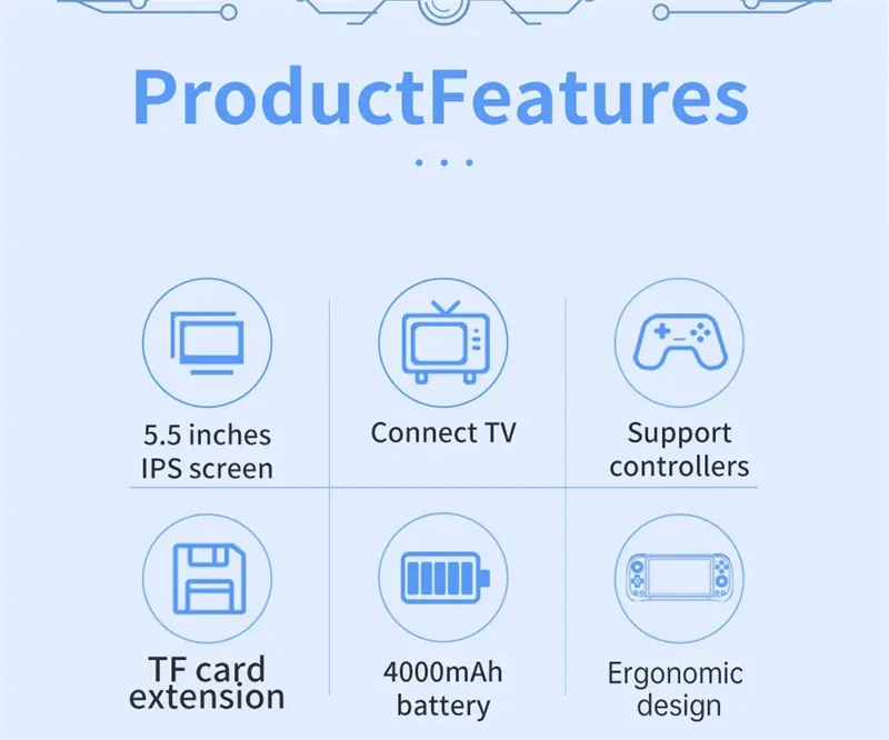 5,5 '' Ips Console De Jogo Portátil RK3566 Player Retro Player 1280x720 ...