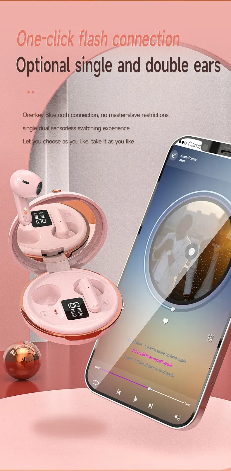 Wireless Bluetooth Earbuds In Ear Sweatproof Headphones With Led 1519