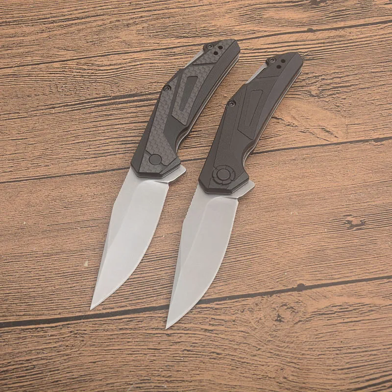 DHgate.com:8Cr13Mov Satin Blade Carbon Fiber/GFN Handle Flipper Folding ...