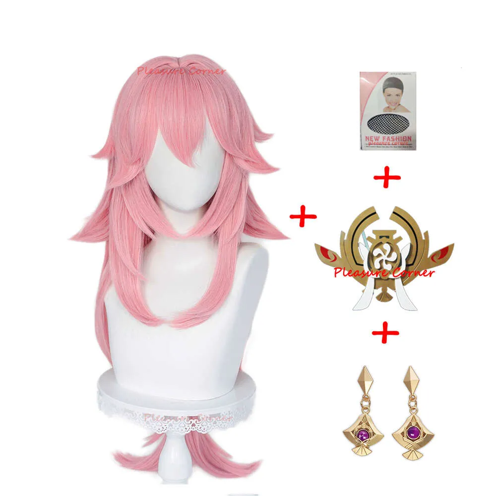 Genshin Impact Yae Miko Cosplay Wig Pre Styled Pink Scalp Simulation ...