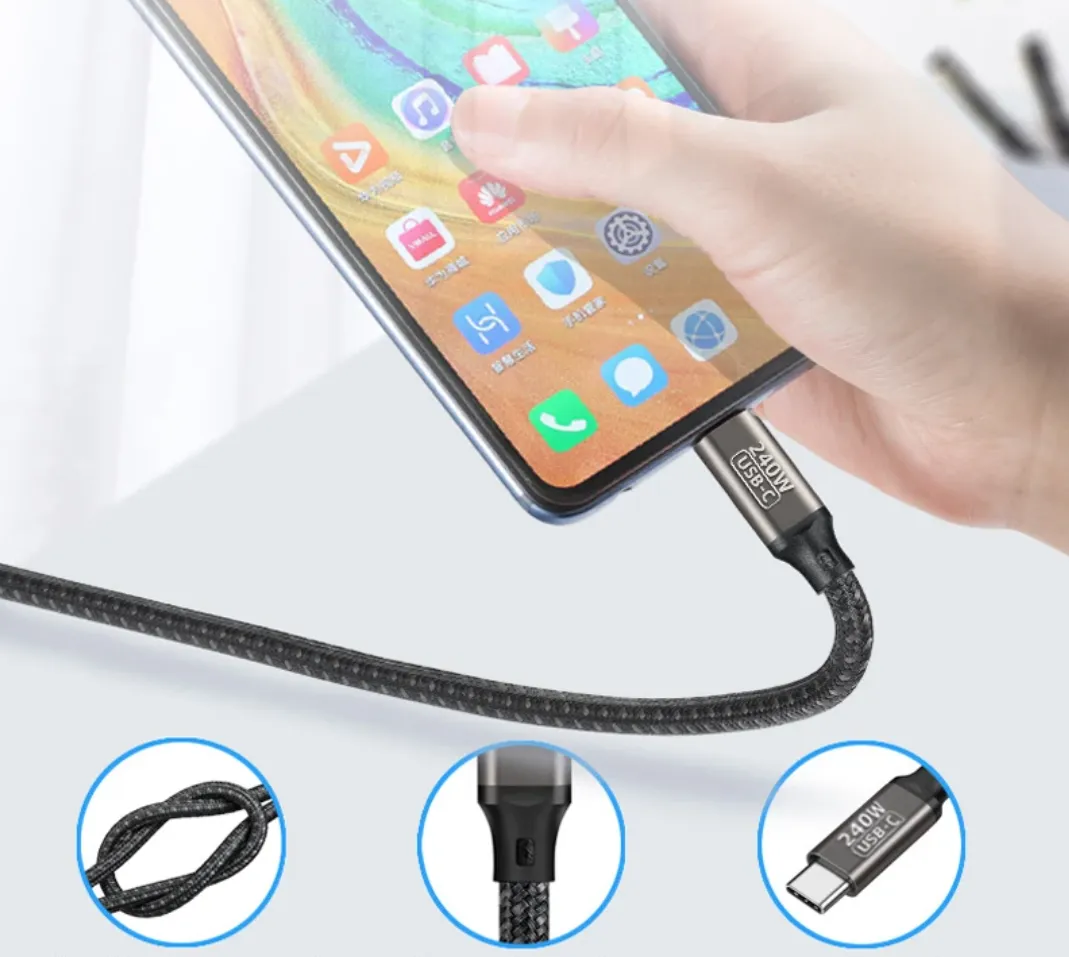 USB C PD Outlet 240W USB3.1 Type C To C Cable 480Mbps Data Transfer ...