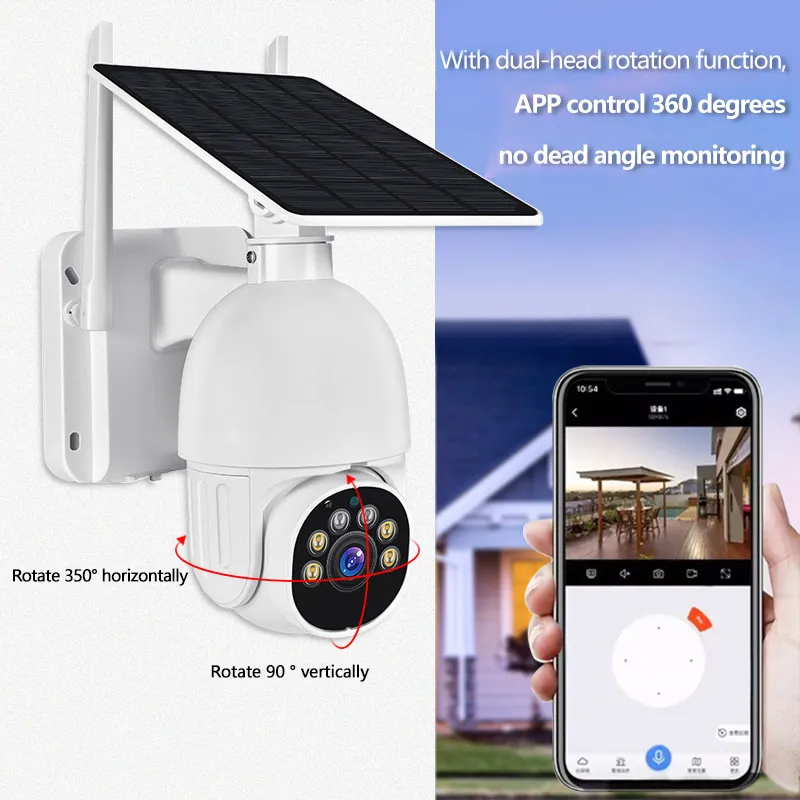 WIFI HD Intelligent Solar Energy Alert PTZ Smart Camera 2MP 360 View ...