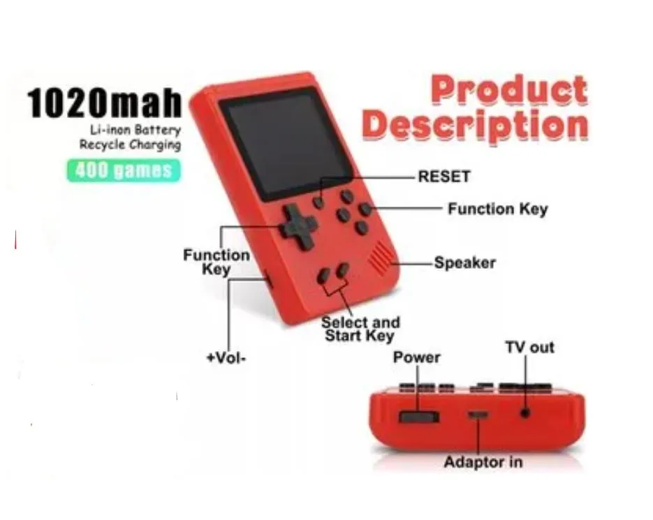 8 Bit Retro Handheld Video Game Console With 400 Classic Games, 2.8 Inch Color LCD Screen, Mini ...