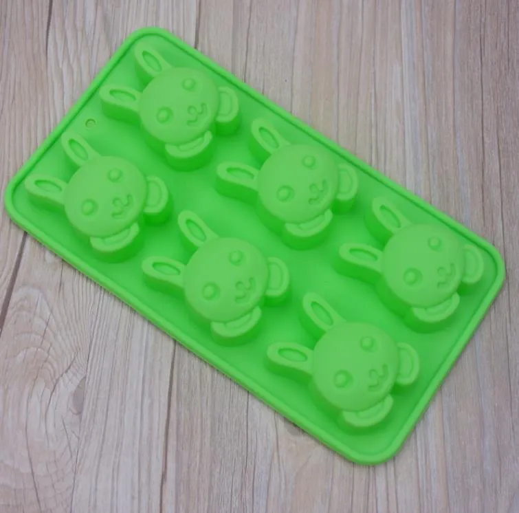 6 Holes Silica Gel Rabbit Cake Moulds Rabbits Shape Silicone Bread Pan ...