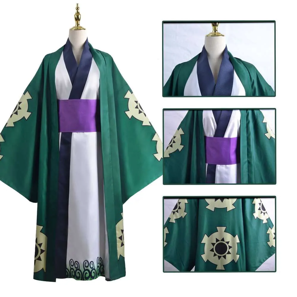 Anime Roronoa Zoro Cosplay Costume Wano Kuni Country Kimono Robe Full ...