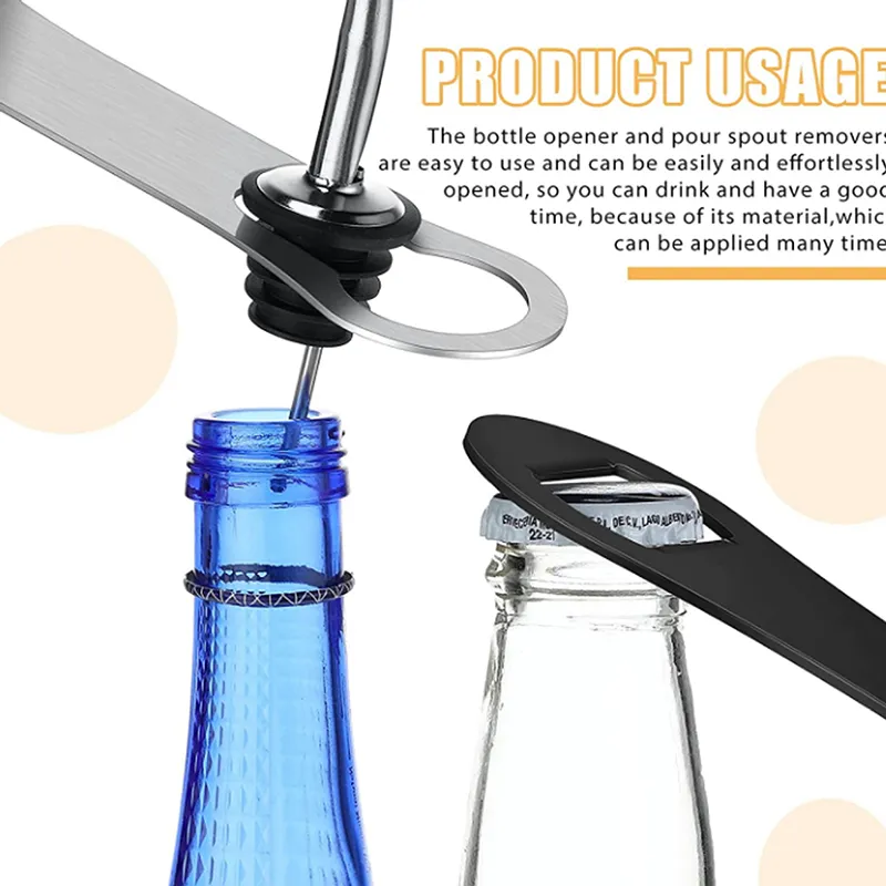 Bottle Opener And Pour Spout Remover Flat Metal Bar Speed Key Openers ...