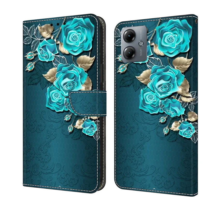 Flower Rose flip case phone with Butterfly Cat Holder, ID Card Slot ...