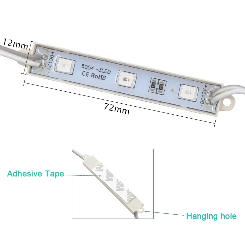 DHgate.com:12V LED Strip Lights SMD 5054 Waterproof Lamp 3LED Tape Warm ...