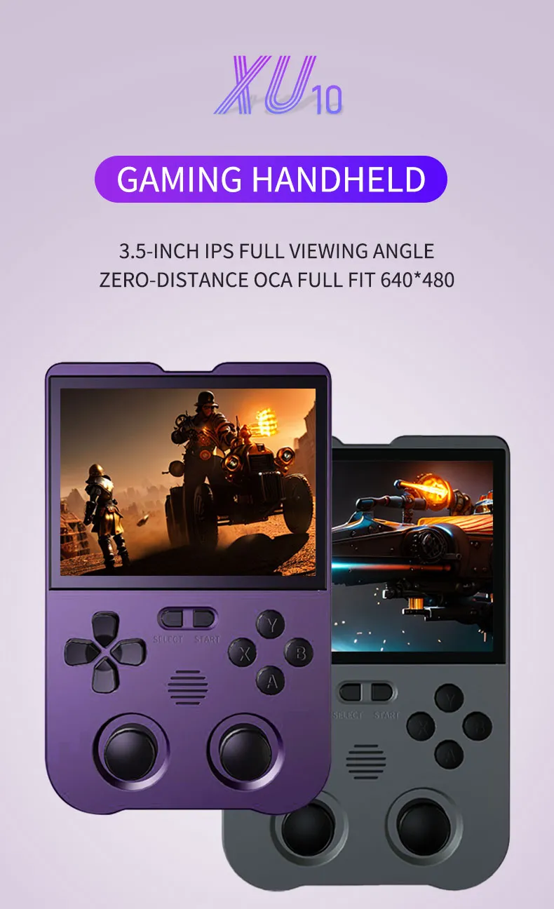 XU10 Handheld Portable Game Console With 3.5 IPS Display, LINUX System, 64GG RAM, 128GB Storage ...