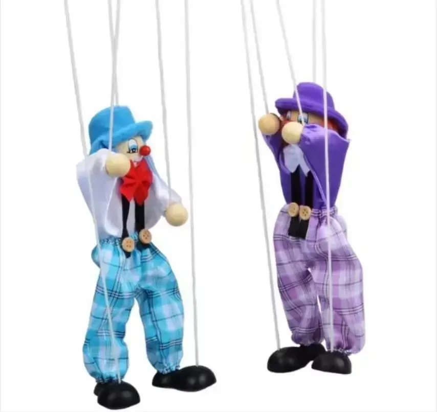 DHgate.com:Colorful Wooden Pull String Puppet Clown Marionettes Set of ...