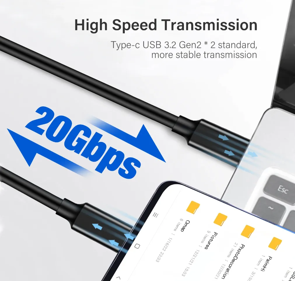 High Speed Charging Cable Type C USB C To C Cable, 4K 60Hz, USB 3.2 ...