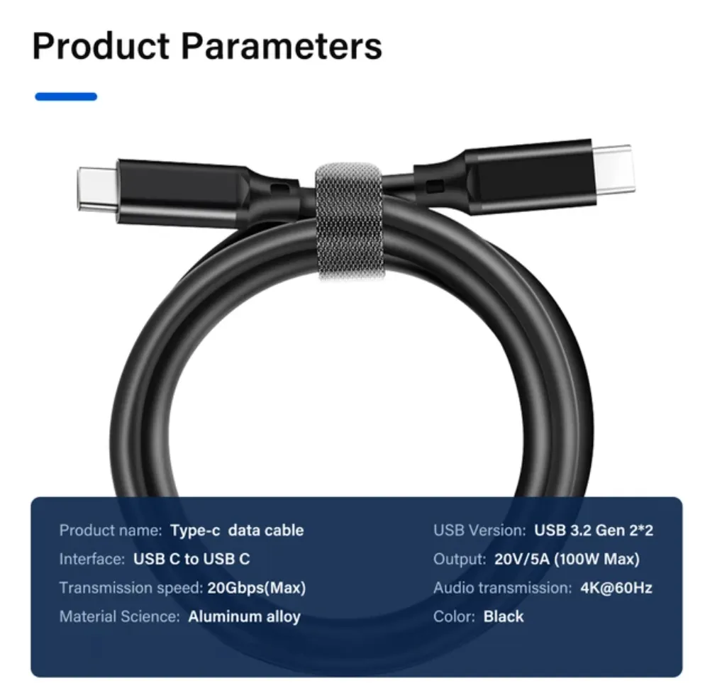 High Speed Charging Cable Type C USB C To C Cable, 4K 60Hz, USB 3.2 ...