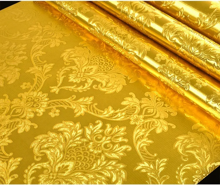 Wallpapers Luxury Gold Foil Wallpaper PVC Waterproof Thicken Embossed ...