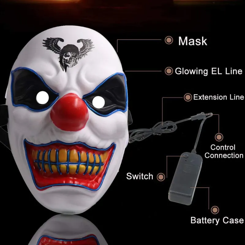 Glowing LED Clown Poptrend Halloween Mask Led For Halloween, Carnival ...