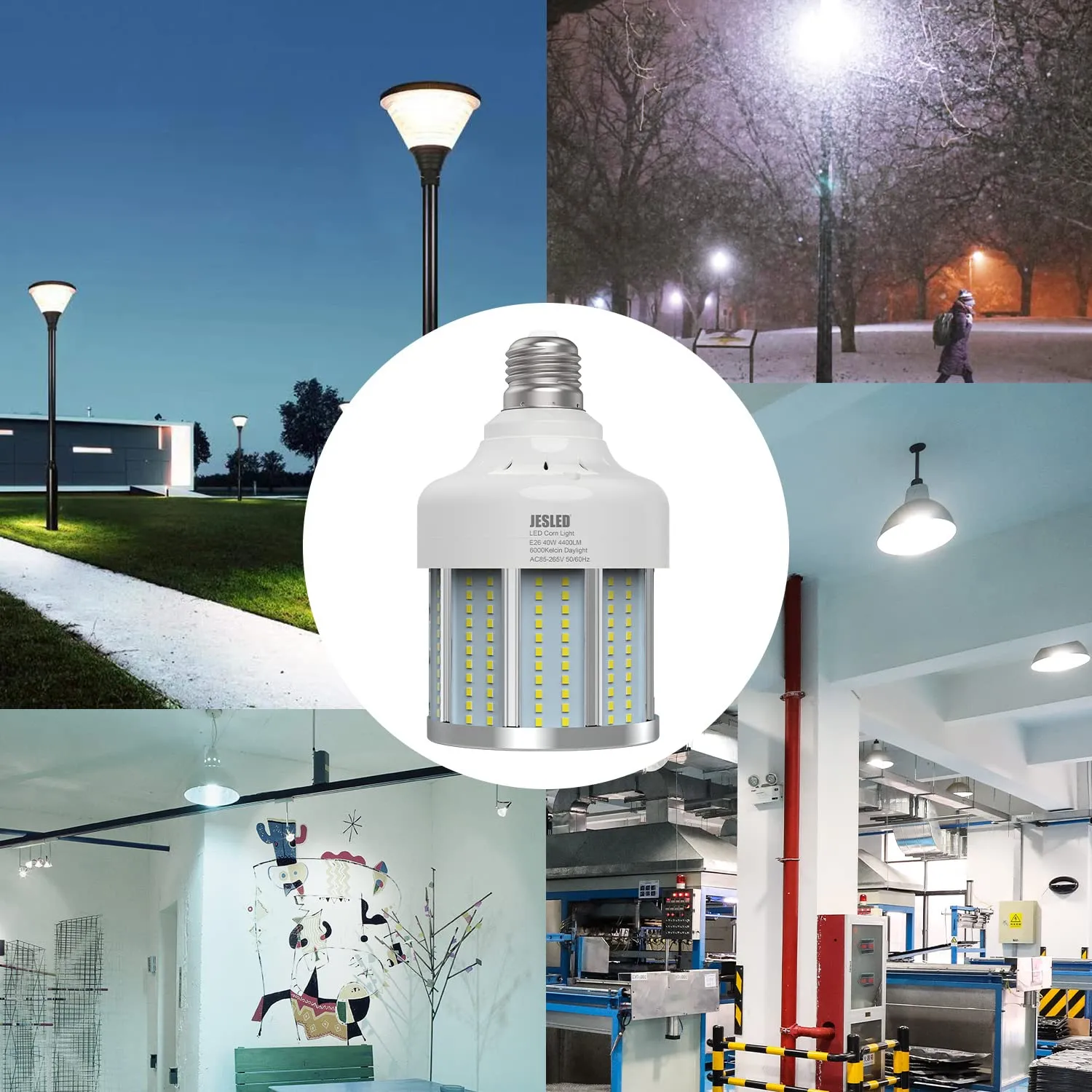 E26 LED Corn Light Bulb, 40W 4400 Lumens, 6000K Daylight White, Medium ...