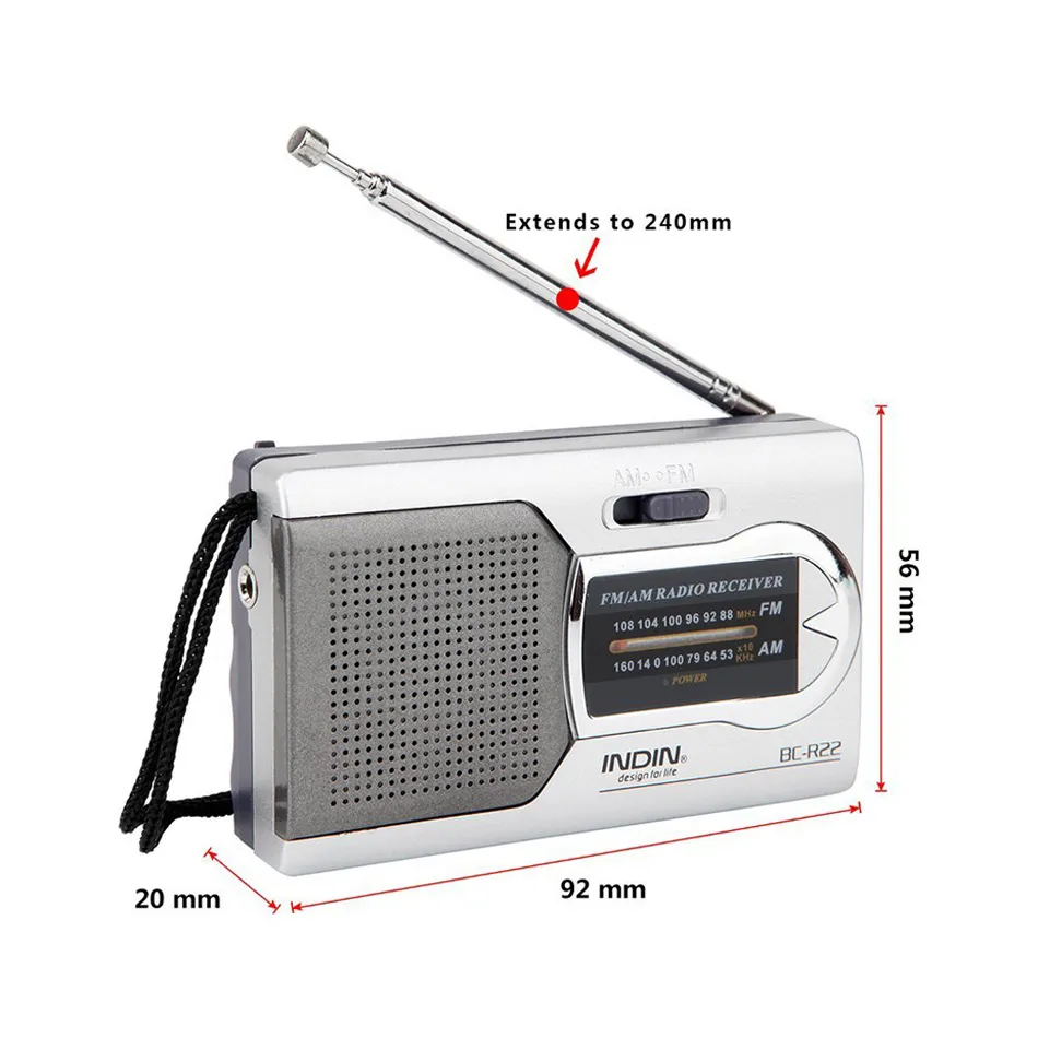 Pocket AM FM Radio Portable Receiver With Telescopic Antenna Dual Band ...