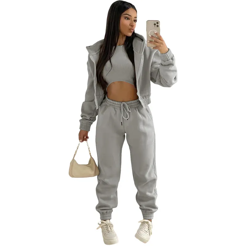 Womens Oversized Winter Three Piece Tracksuit Set With Grey Womens Oversized Winter Three Piece Tracksuit Set With Grey