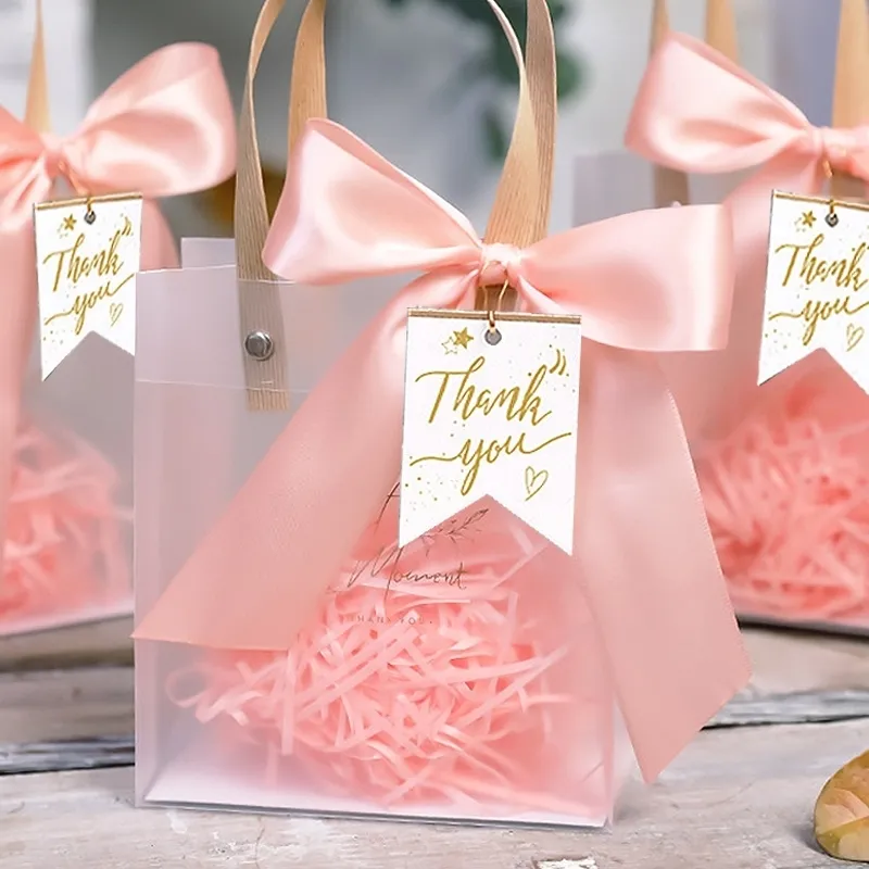 Gift Wrap 5 Gift Bag With Bow Ribbon Souvenir Tote Bag Wedding Favors For Guests Transparent Candy Boxes Party Distributions Bags 220913 From 8 74 DHgate