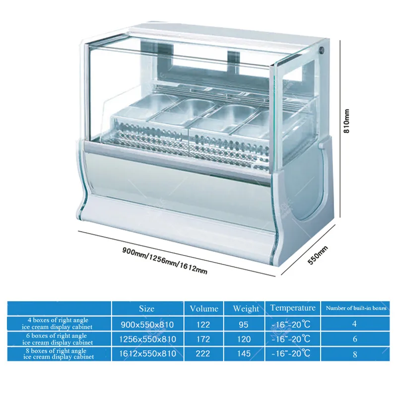 Commercial Ice Cream Maker Machine Desktop Display Freezer: Curved Ice ...