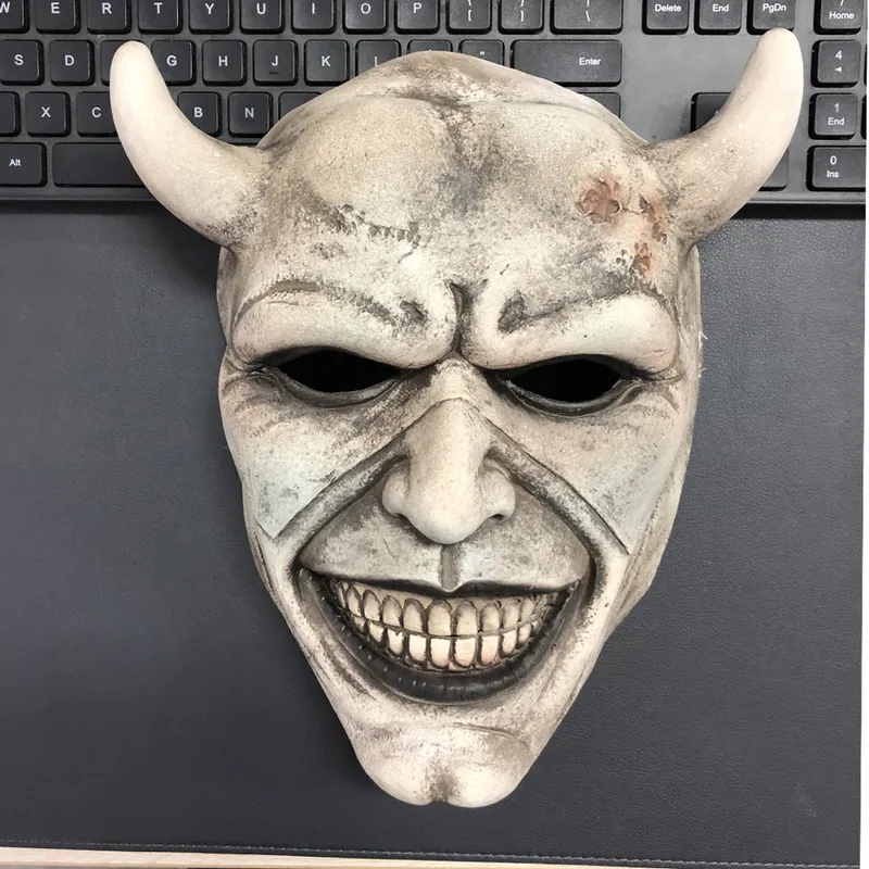 Halloween Mask Latex Horned Horror Scary Masquerade Masks, Half Face ...