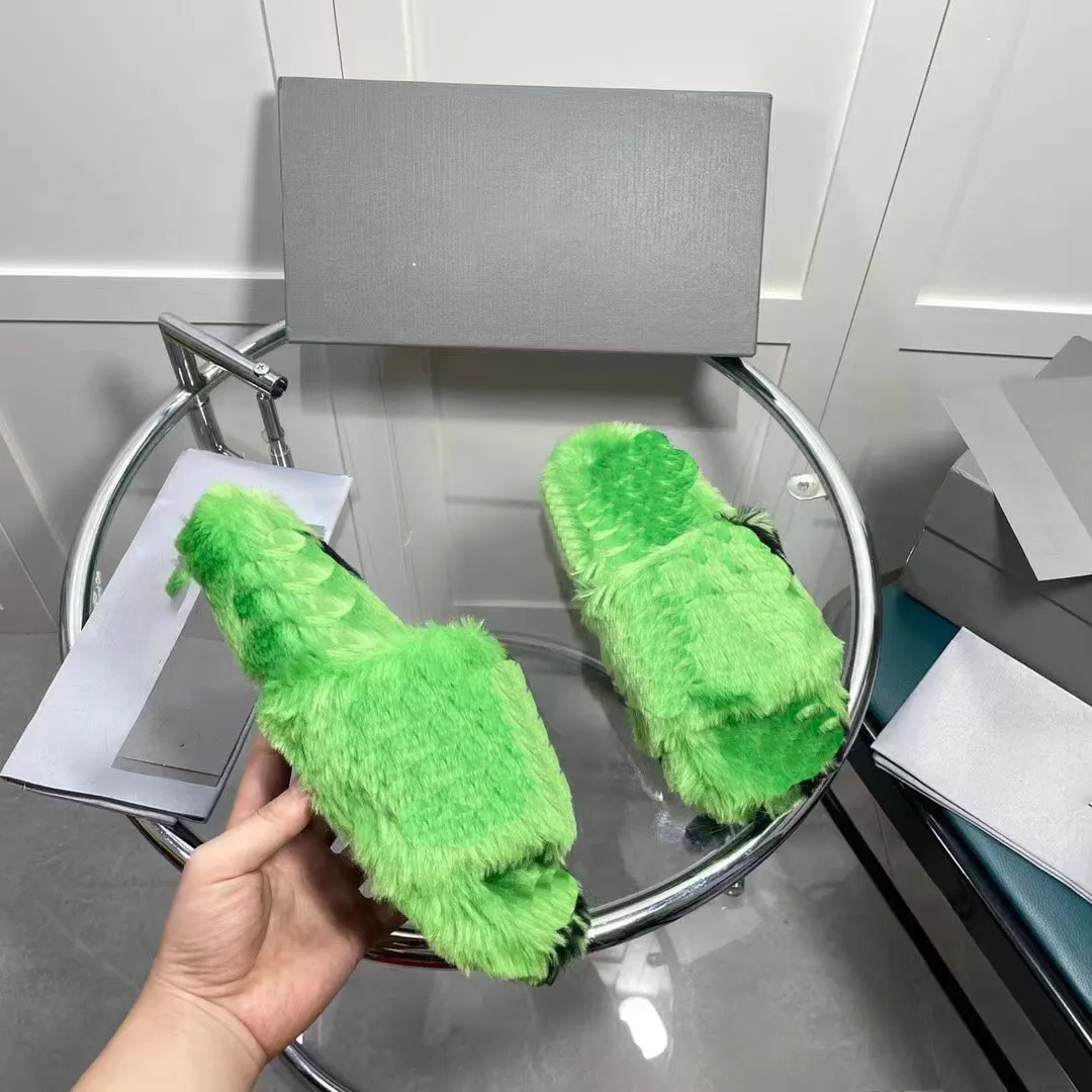 European Rabbit's Hair Beach Shearling Slippers For Men And Women Large ...