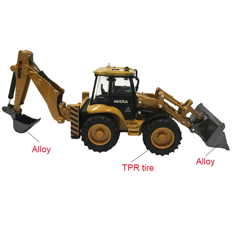 Diecast Model Huina Toy Set Inertial Excavator, Digger, Tractor ...