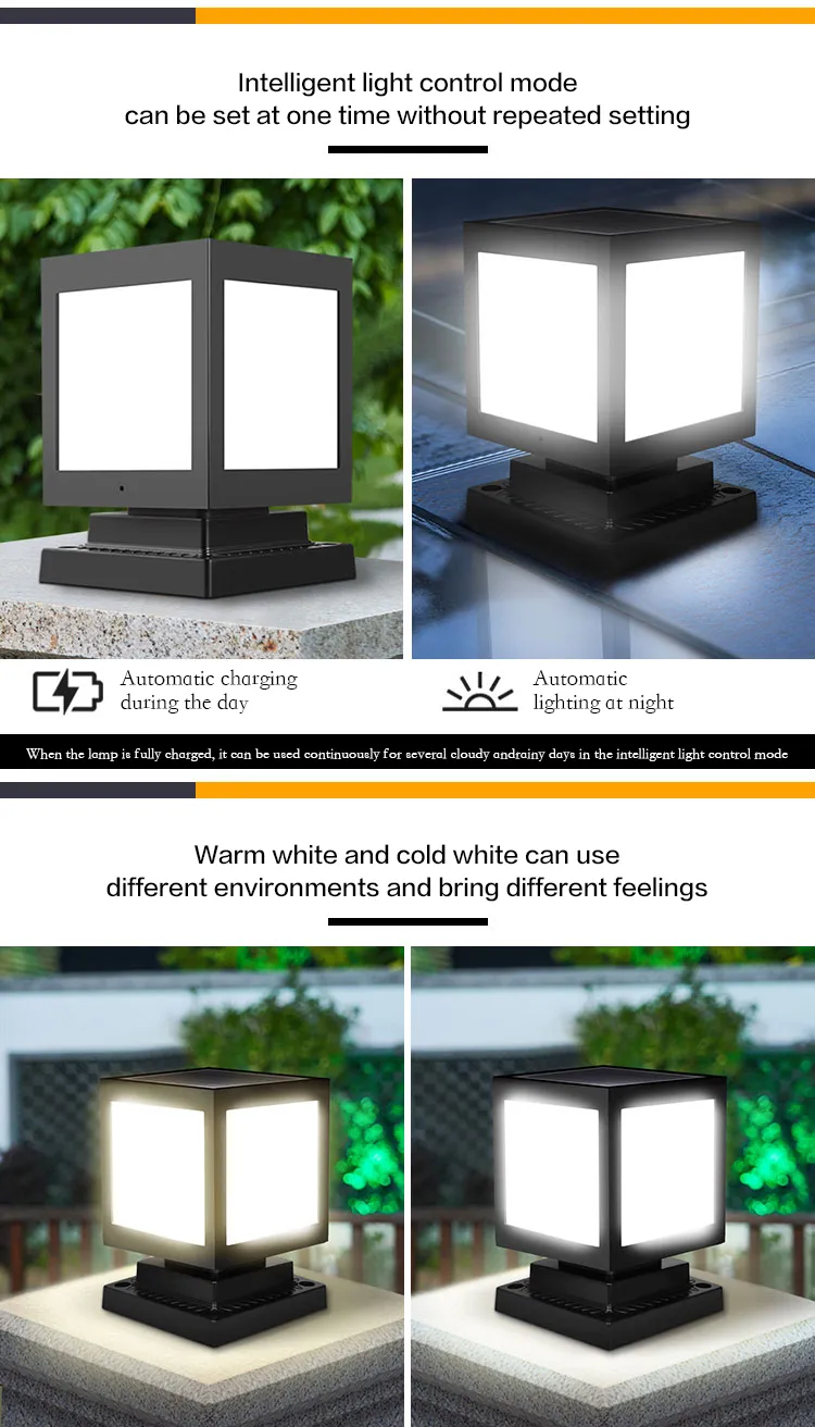 Waterproof LED Solar Column Headlight For Outdoor Corner Dining Set ...