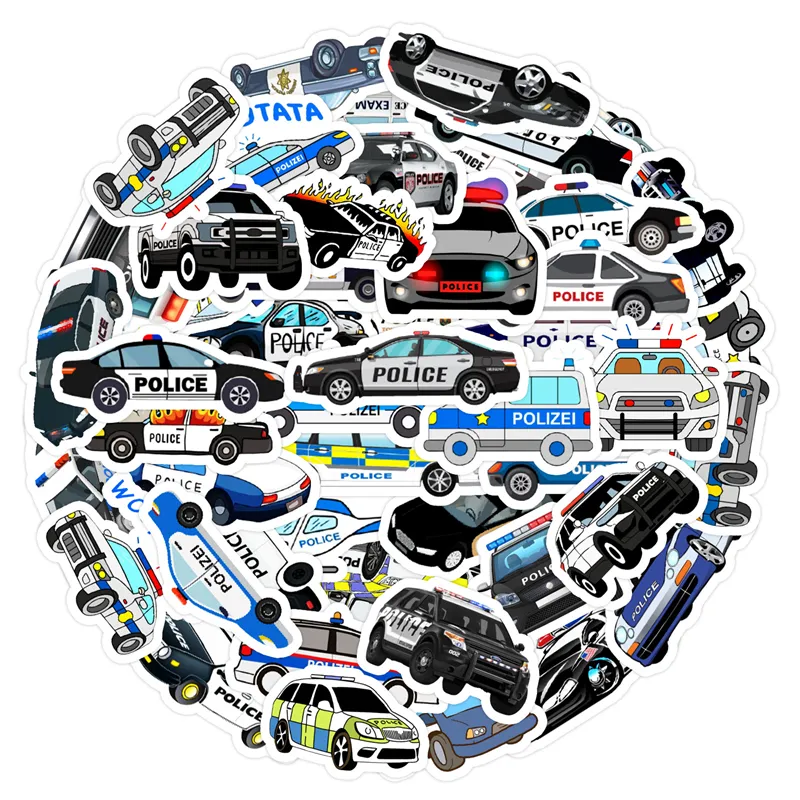 Anime Car Stickers Cartoon Police Car Graffiti Stickers For Laptop ...