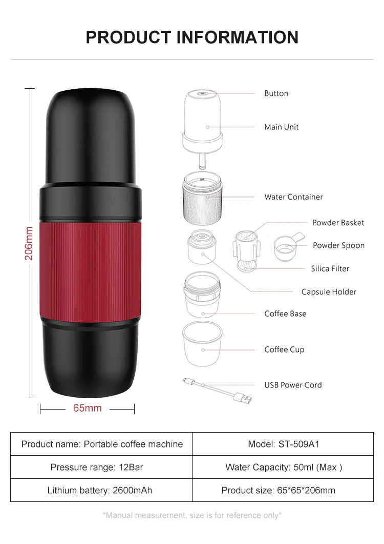Portable Espresso Maker - 12 Bar Manual Coffee Machine for Car, Camping ...