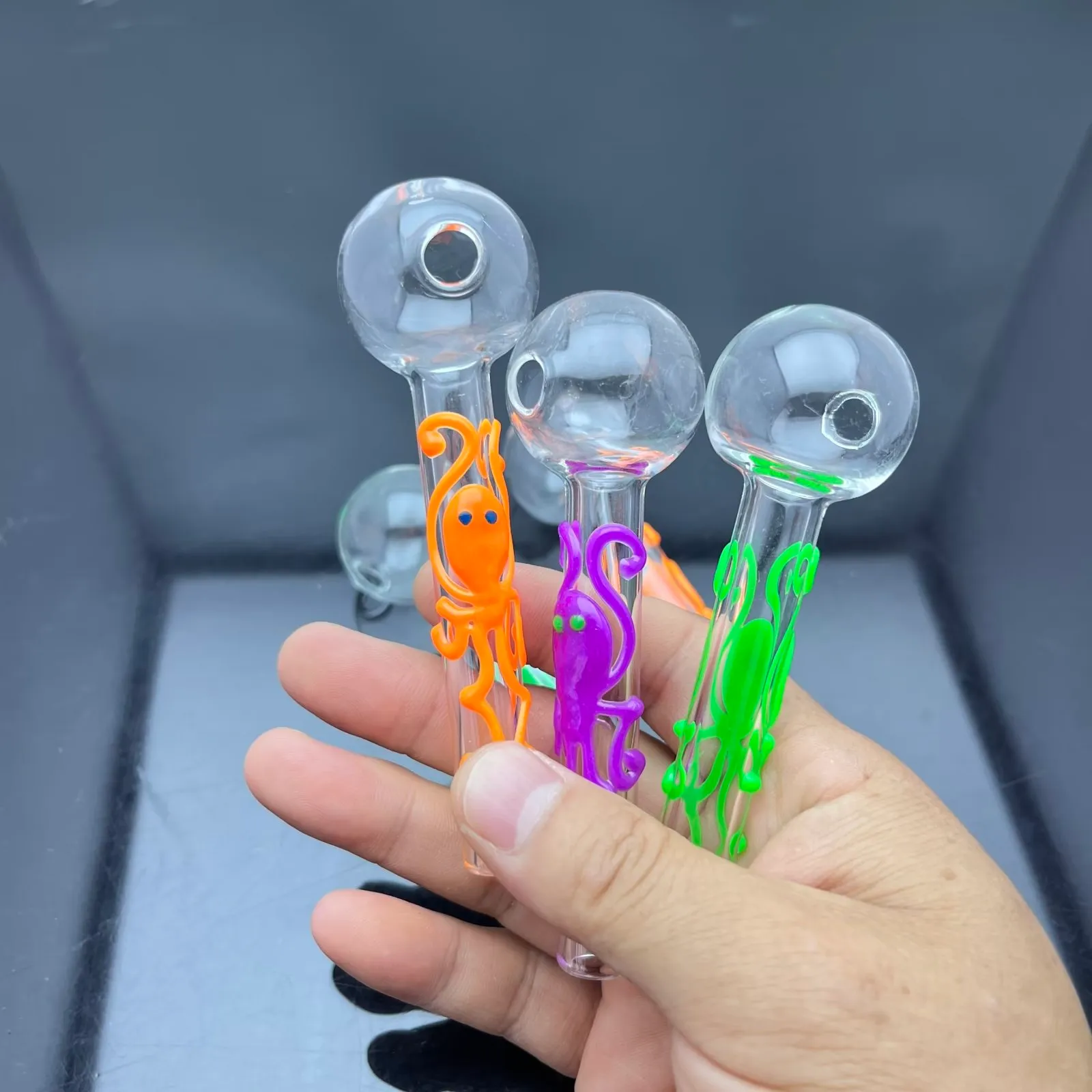 Smoking Pipe Mini Hookah Glass Bongs Colorful Metal Shape Nightlight ...
