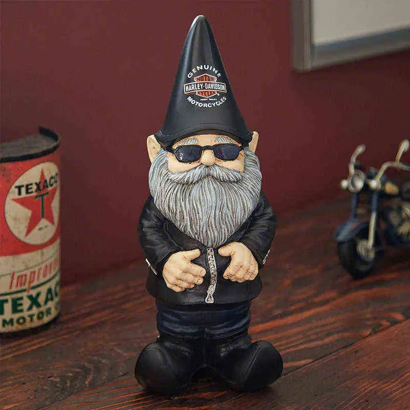 Fairy Garden Gnomes, 15cm Quirky Biker Gnome Resin Figurine Whimsical ...