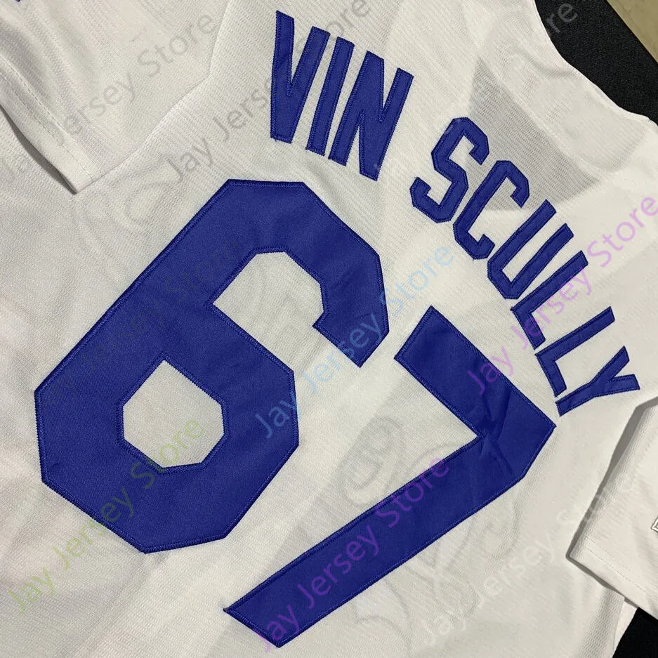Vin Scully Jersey Voice 1950 2016 Parche 67 Blanco Azul Gris Negro Cool ...