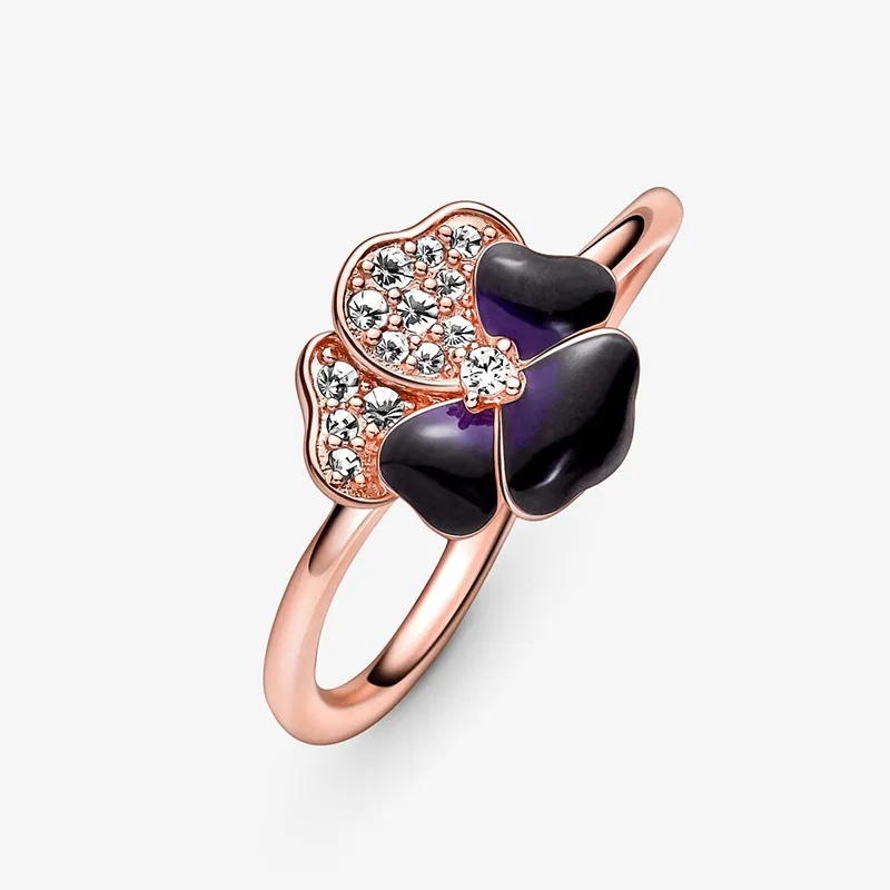 NEW Deep Purple Pansy Flower Ring Rose Gold Plated... From Planb, $6.23 ...