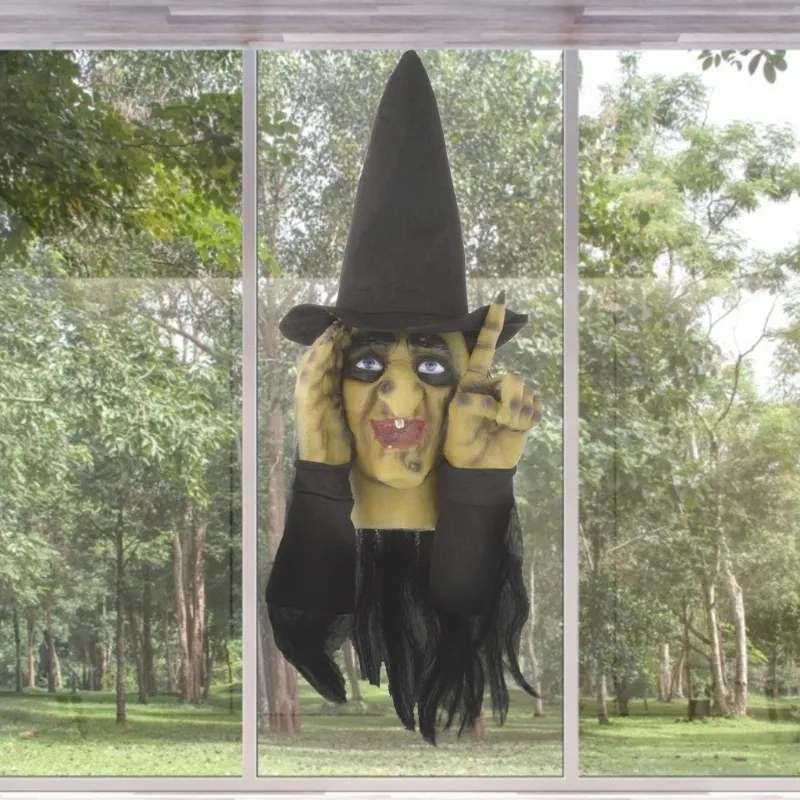 Spooky Peeper Witch Halloween Decoration - Creepy Window Cling, Scary ...