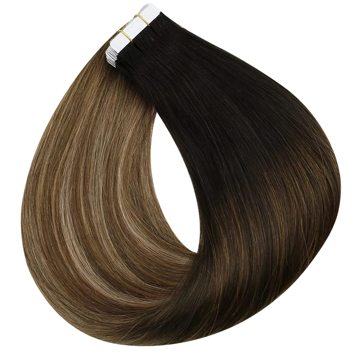 Tape In Human Hair Extensions Balayage Ombre: Seamless Blend Remy Hair ...