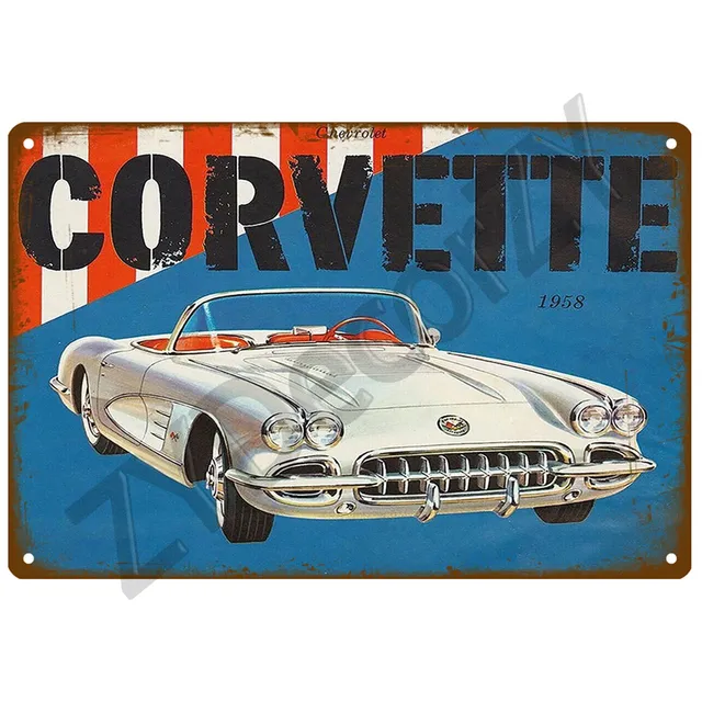 Chevy Metal Painting Tin Sign Plate Wall Vintage Art For Vintage Retro ...
