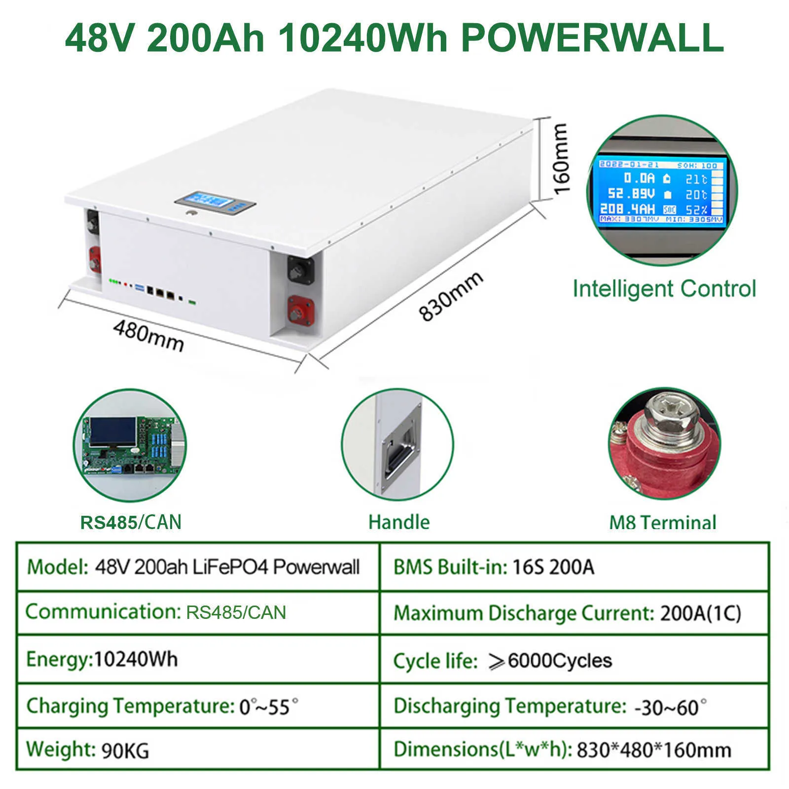 Powerwall 48V 200Ah LiFePO4 Battery Pack 10kW... From Liuzedonggggg ...