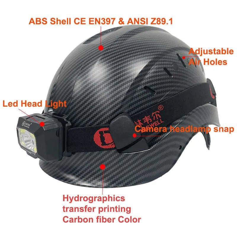 Darlingwell LED Safety Helmet: Hard Hat with Head Light - CE & ANSI ...