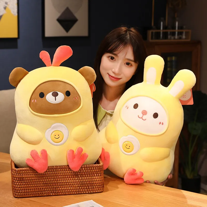 New Kawaii Chicken Transform To Rabbit & Bear Miniso Stuffed Animals ...