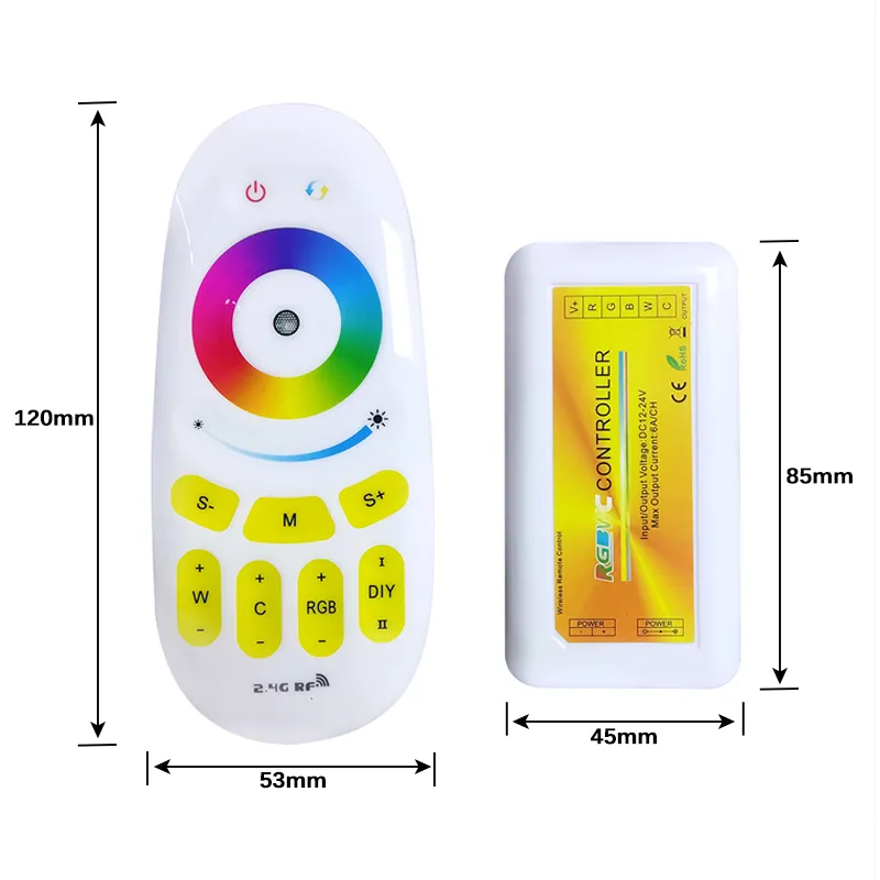 4G Touch Screen RGBWCCT LED Controller - DC12-24V 18A Remote for 5050 ...