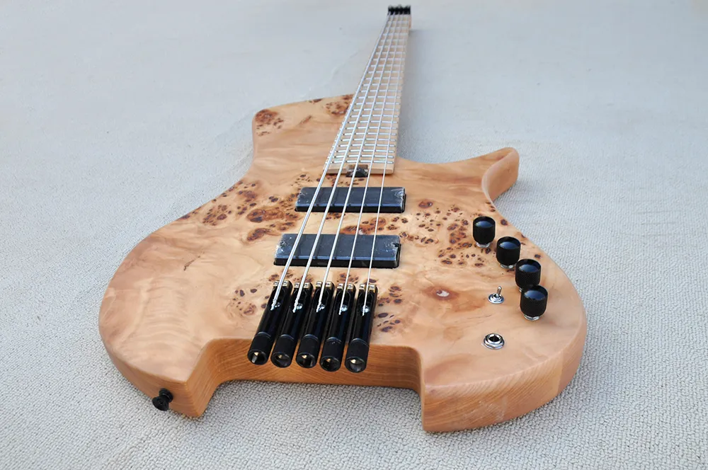 Factory Custom Headless 5 Strings Electric Bass Guitar Maple ...