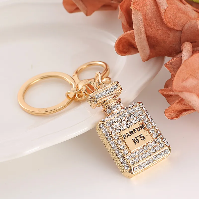 Crystal Perfume Bottle Picture Frame Keychain With Rhinestone Pendant ...