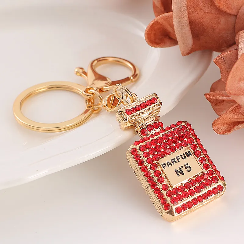 Crystal Perfume Bottle Picture Frame Keychain With Rhinestone Pendant ...